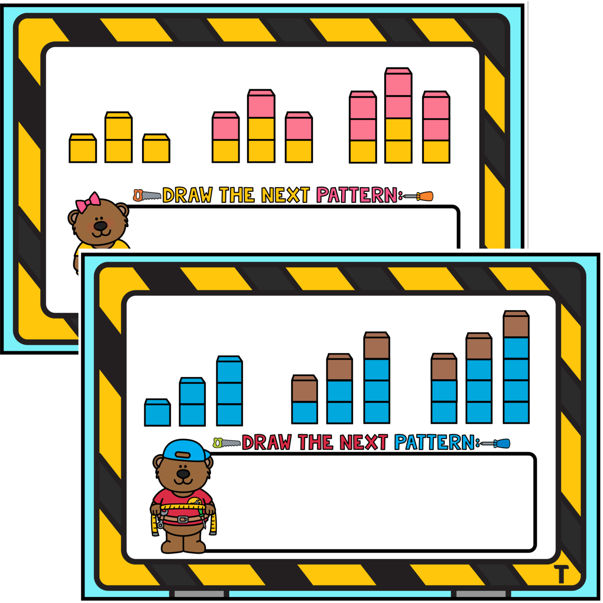 Additive Patterns Task Cards Drawing Blocks Top Teacher